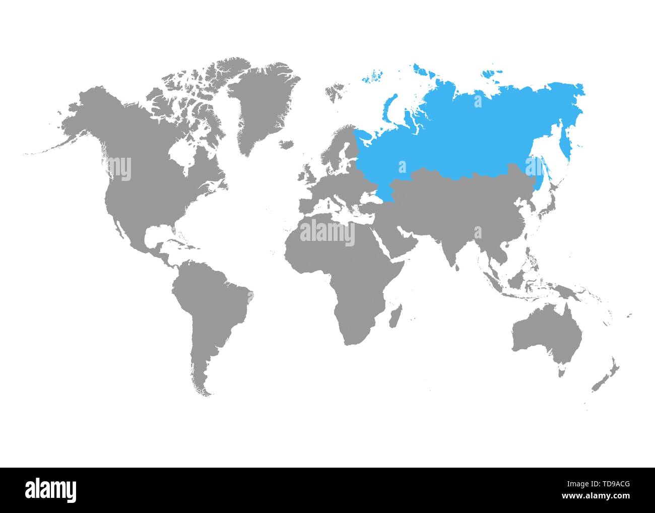 Russia map selected blue color on world map. Vector Stock Vector Image ...