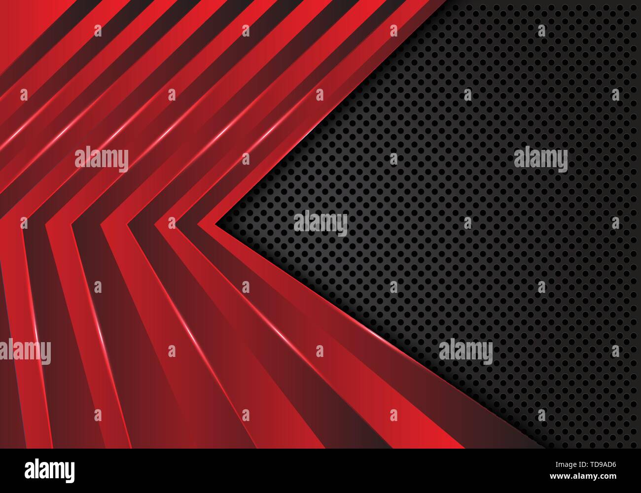 Abstract red arrow pattern on dark grey circle mesh design modern futuristic background vector ...