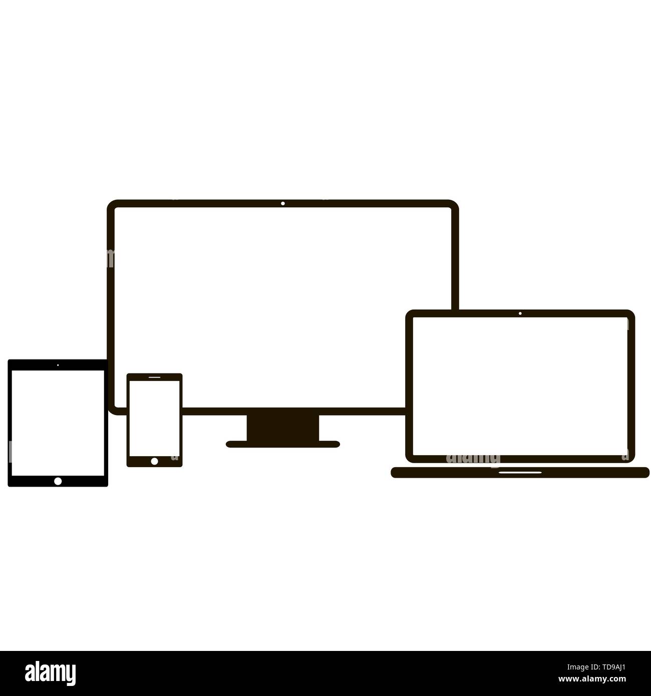 Device Icons: smartphone, tablet, laptop and desktop computer Stock ...