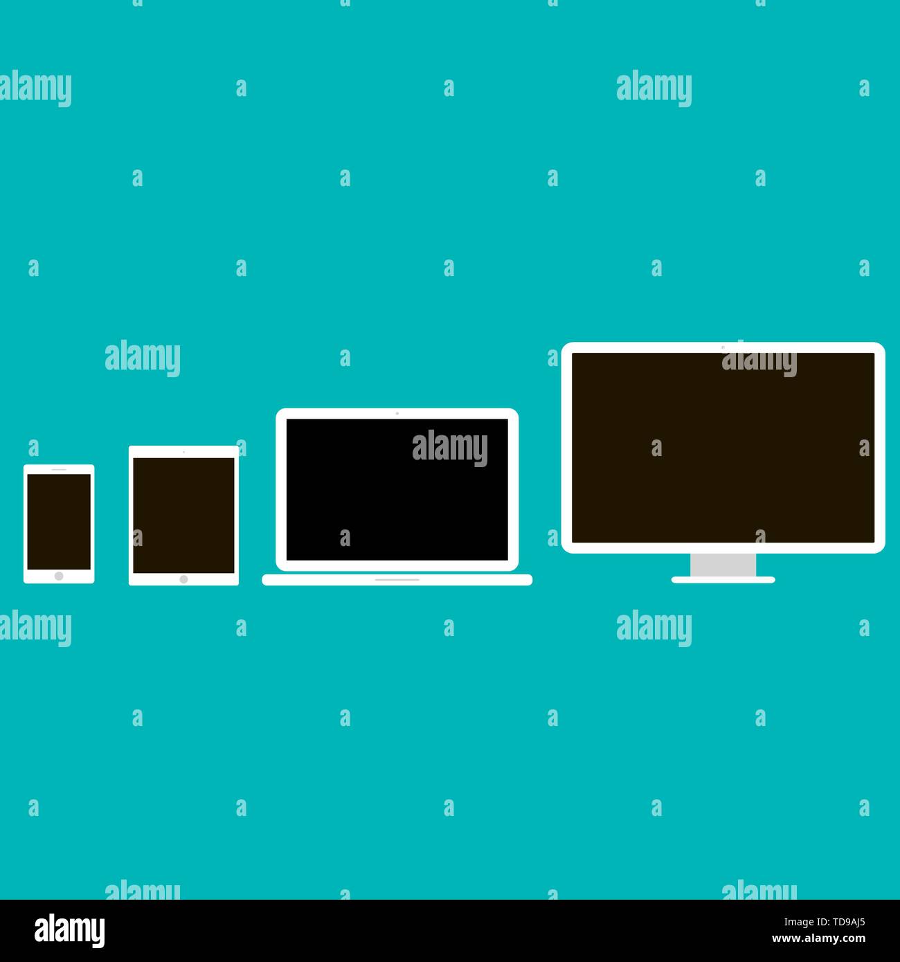 Device Icons: smartphone, tablet, laptop and desktop computer Stock ...