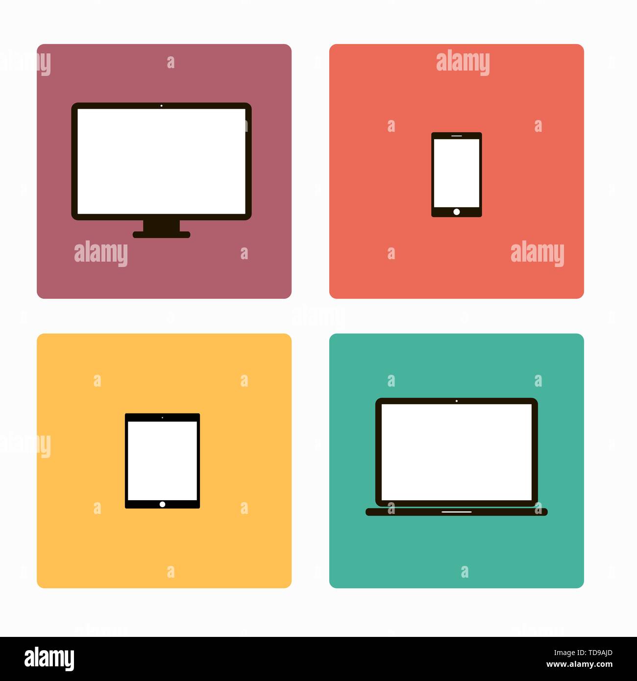 Device Icons: smartphone, tablet, laptop and desktop computer Stock ...