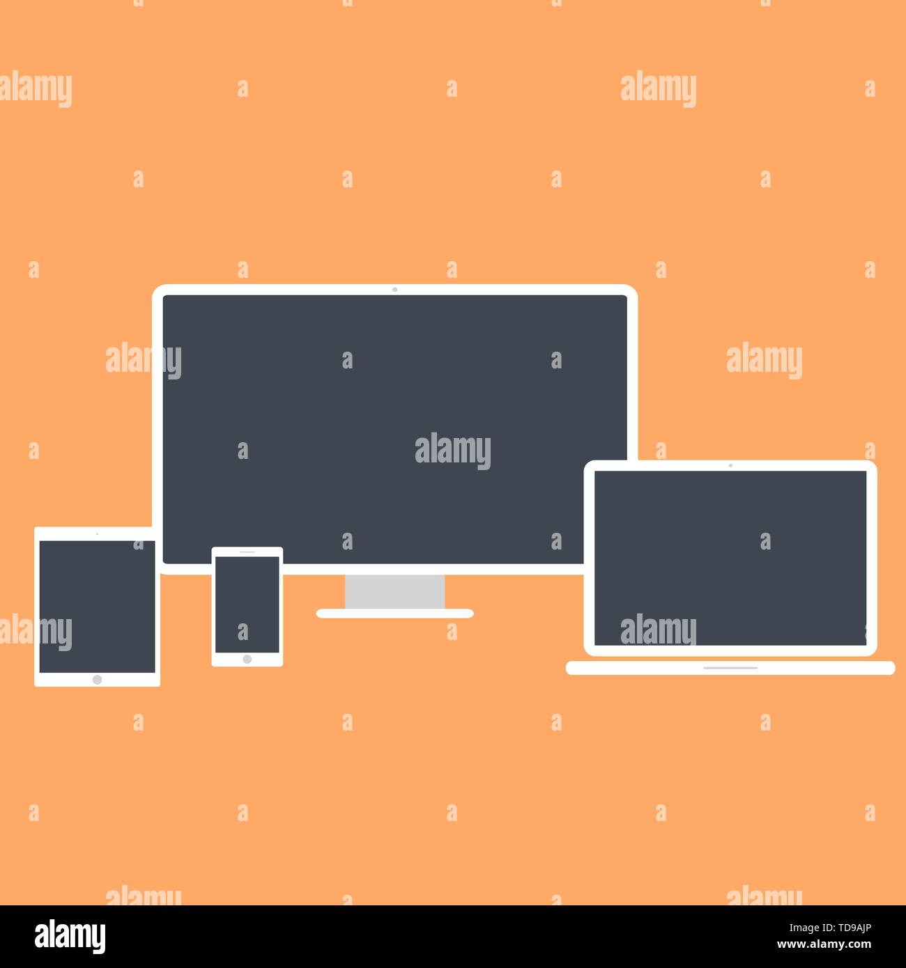 Device Icons: smartphone, tablet, laptop and desktop computer Stock ...