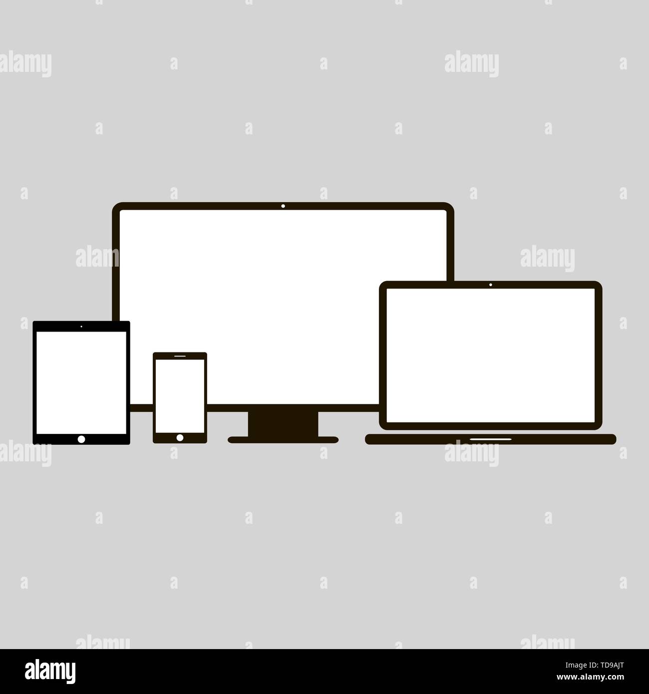 Device Icons: smartphone, tablet, laptop and desktop computer Stock ...