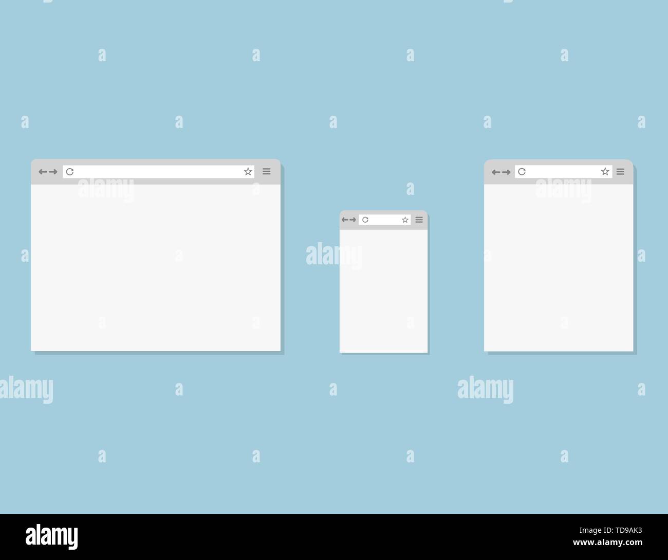 Browsers set. 3 window for laptop, tablet and smartphone Stock Vector ...