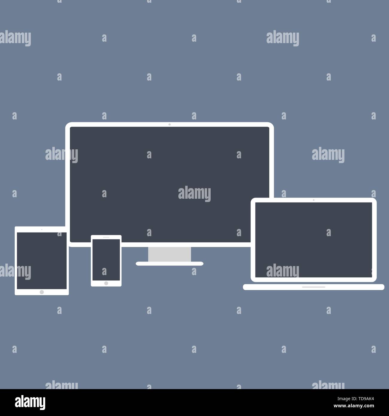 Device Icons: smartphone, tablet, laptop and desktop computer Stock ...