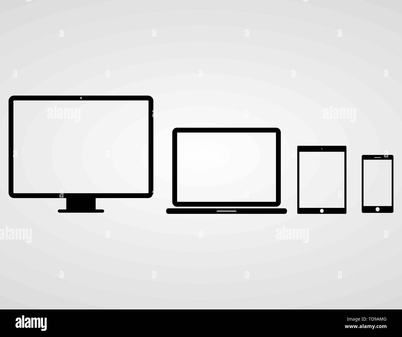 Device Icons: smartphone, tablet, laptop and desktop computer Stock ...