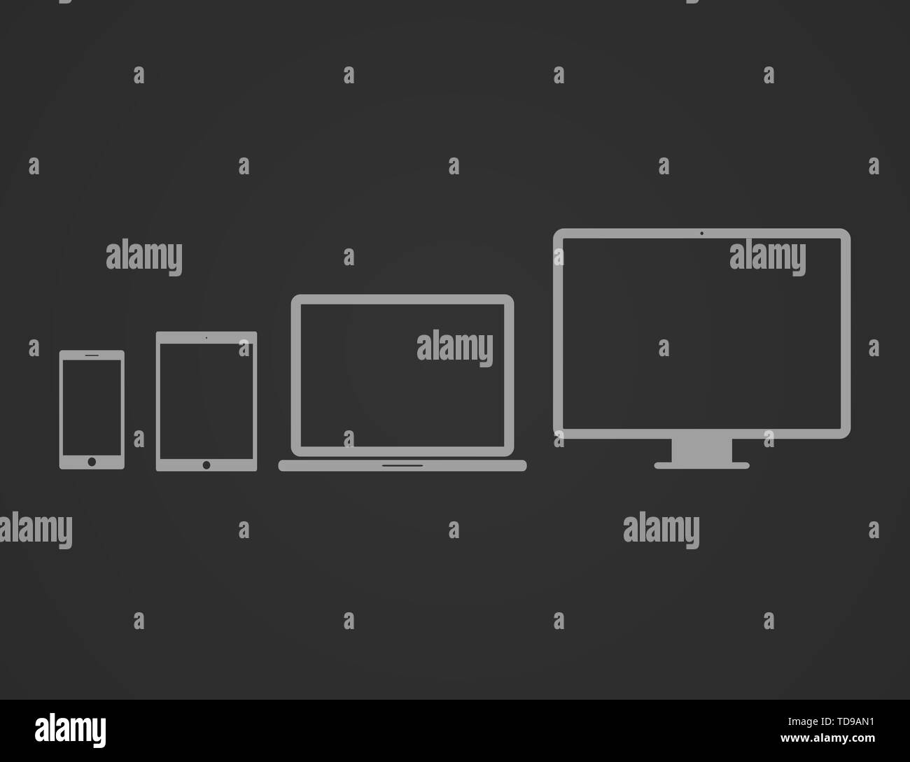 Device Icons: smartphone, tablet, laptop and desktop computer Stock ...