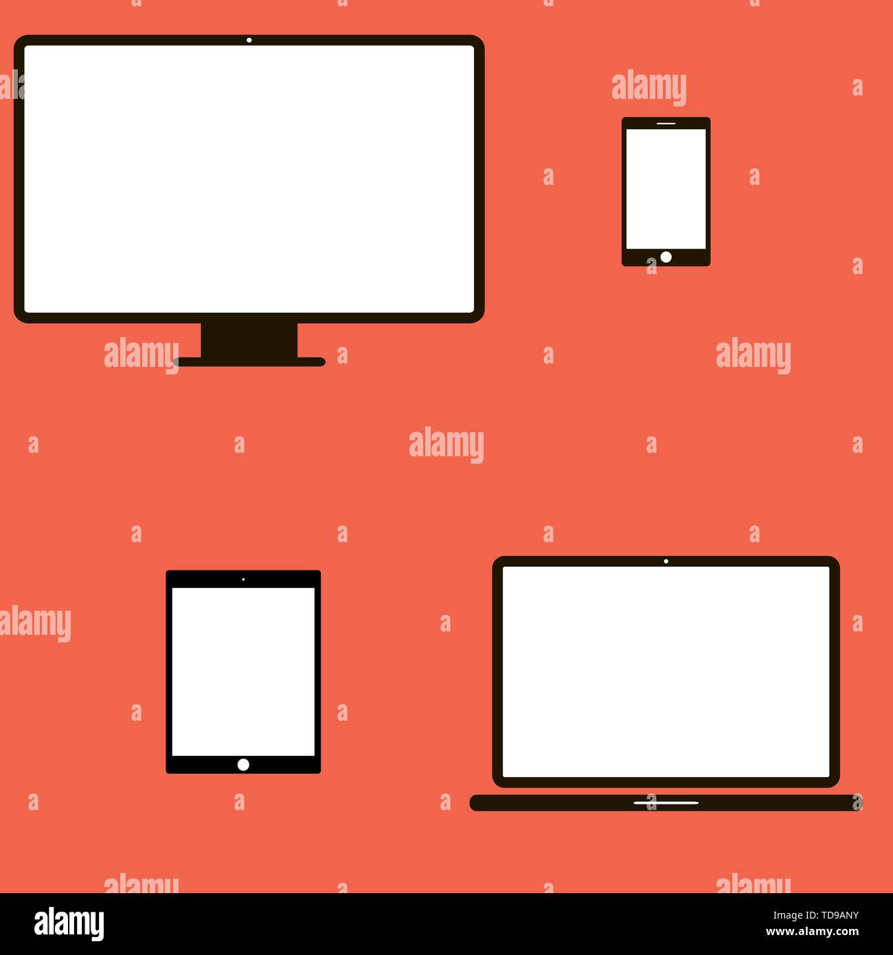 Device Icons: smartphone, tablet, laptop and desktop computer Stock ...