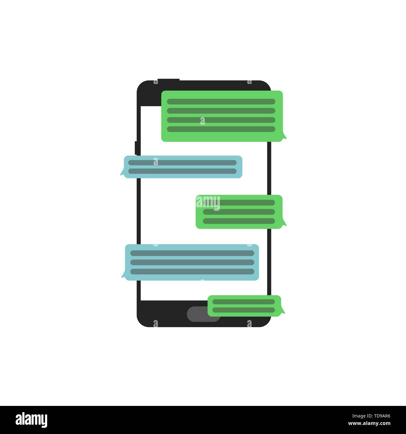 Chat bubbles icons in smartphone on white back Stock Vector Image & Art ...