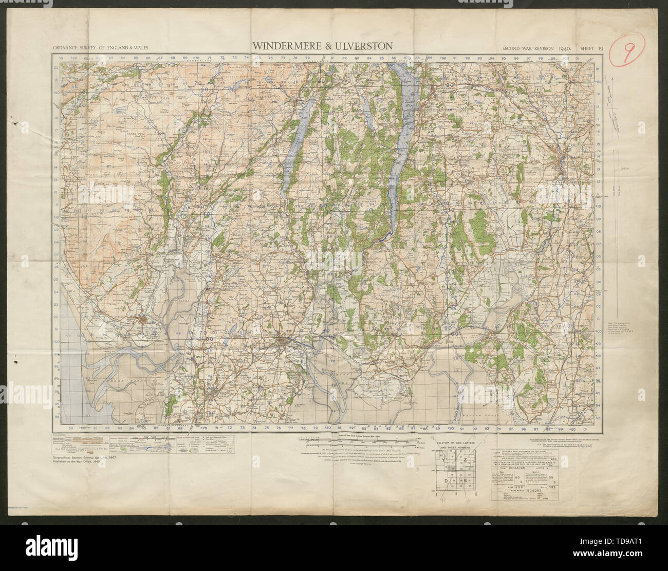 War Revision Sheet 19 WINDERMERE & ULVERSTON. Kendal. ORDNANCE SURVEY ...