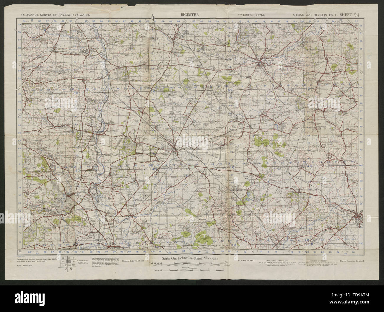 War Revision Sheet 94 BICESTER. Woodstock Aylesbury. ORDNANCE SURVEY ...