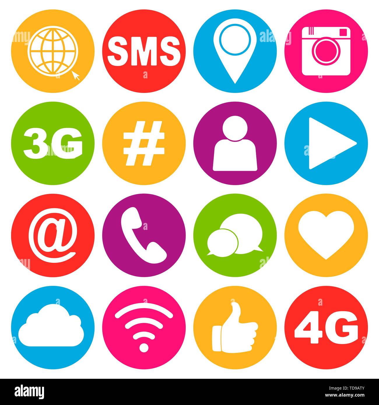 Social media icons set. Different colors. Vector Stock Vector Image ...