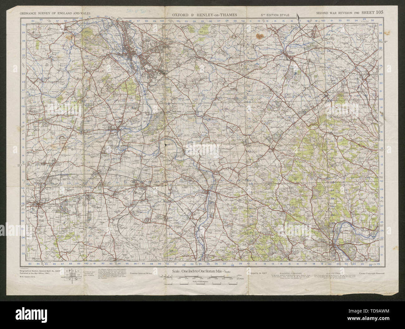 War Revision Sheet 105 OXFORD & HENLEY-on-THAMES Valley ORDNANCE SURVEY ...