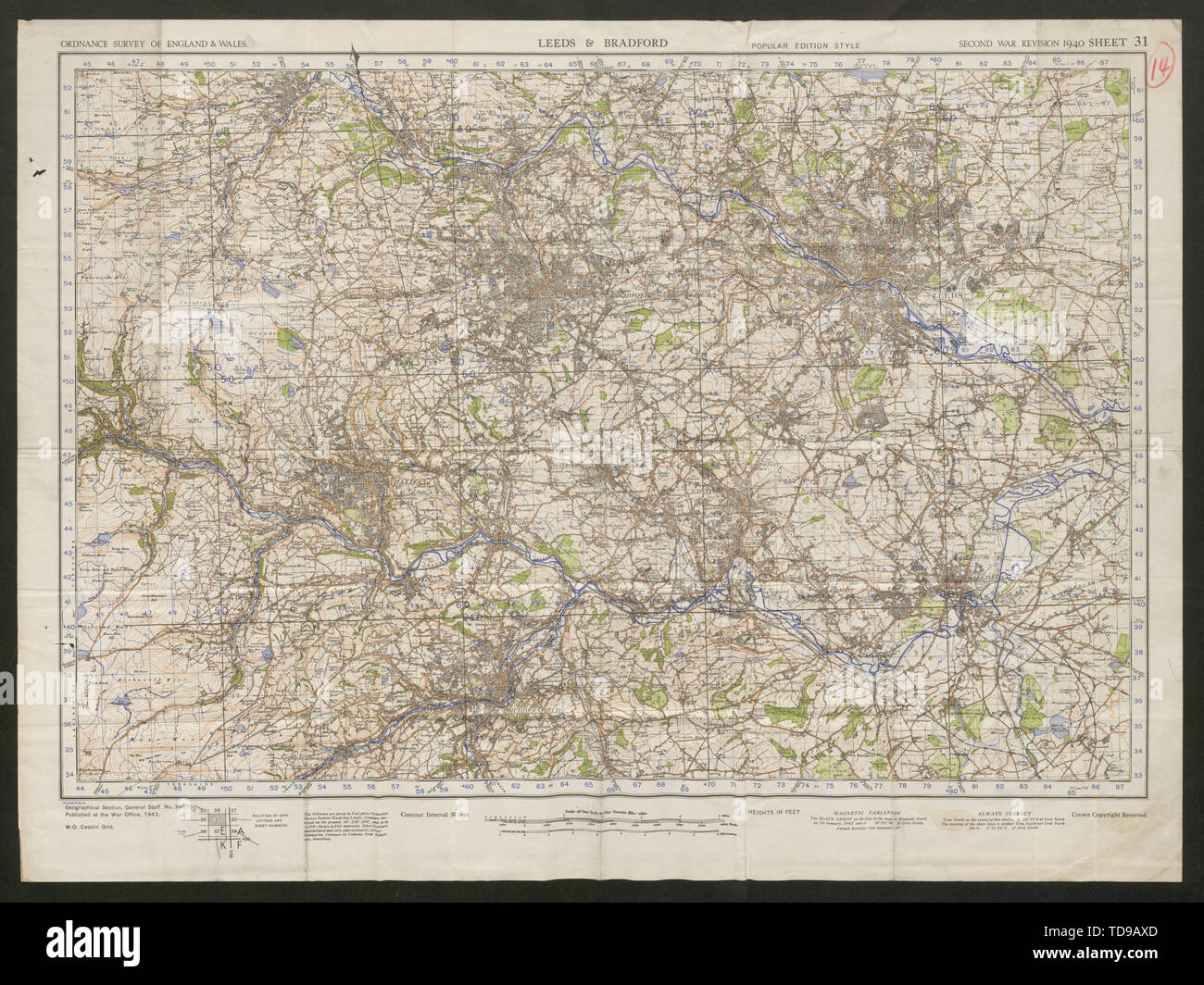 War Revision Sheet 31 LEEDS BRADFORD Halifax Wakefield ORDNANCE SURVEY ...