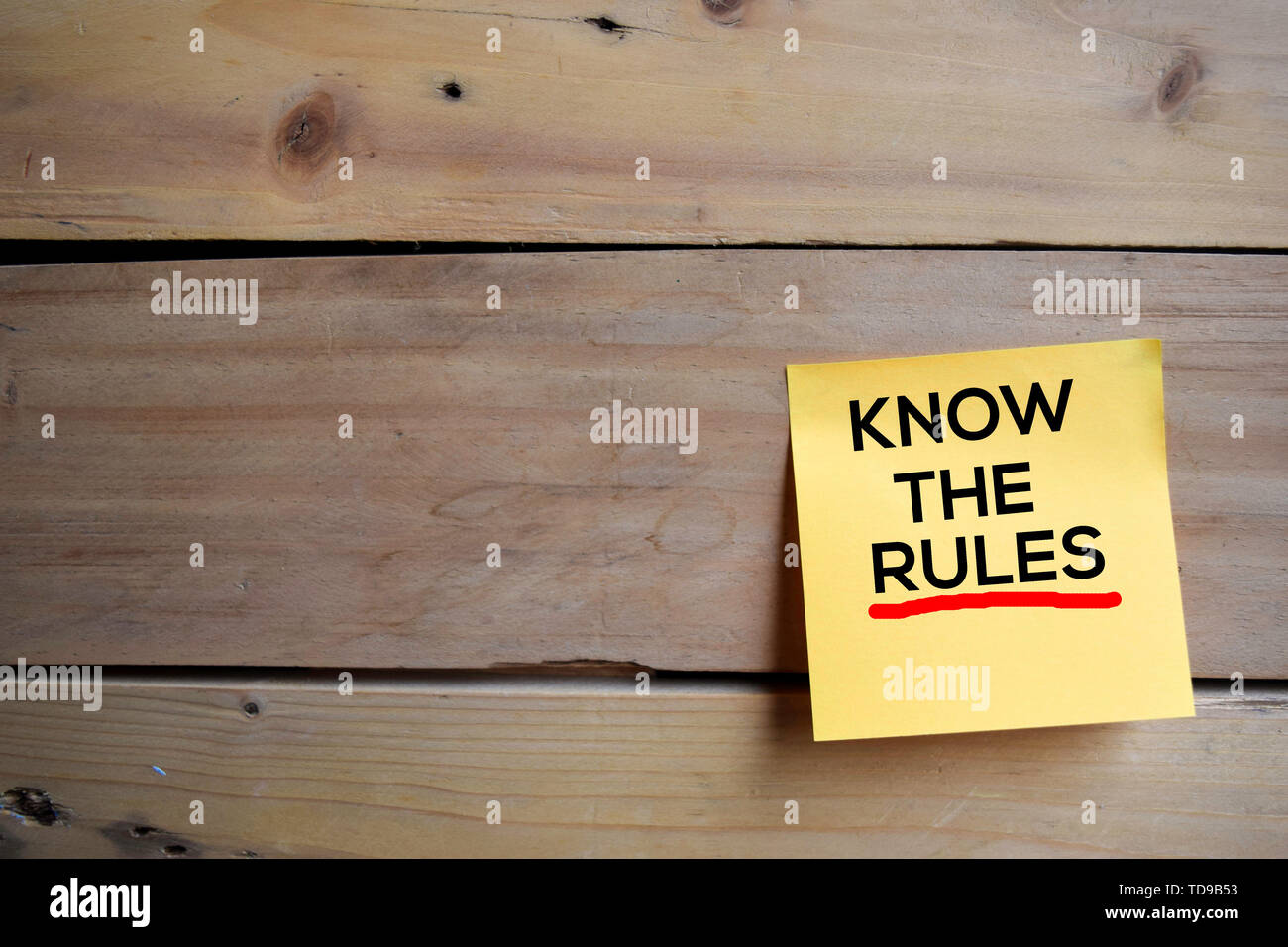 Know the Rules text on sticky notes with wooden background Stock Photo ...
