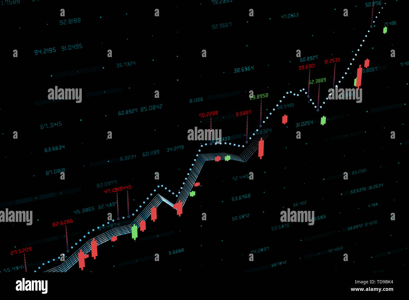 Three-dimensional rendering, stock data and upward curve Stock Photo ...