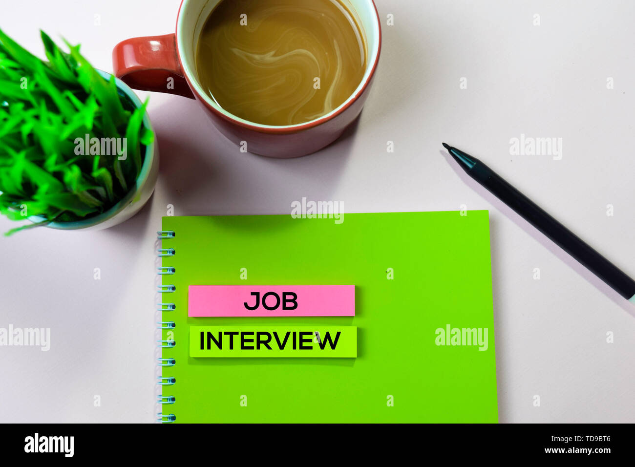 Job Interview text on sticky notes with office desk concept Stock Photo ...