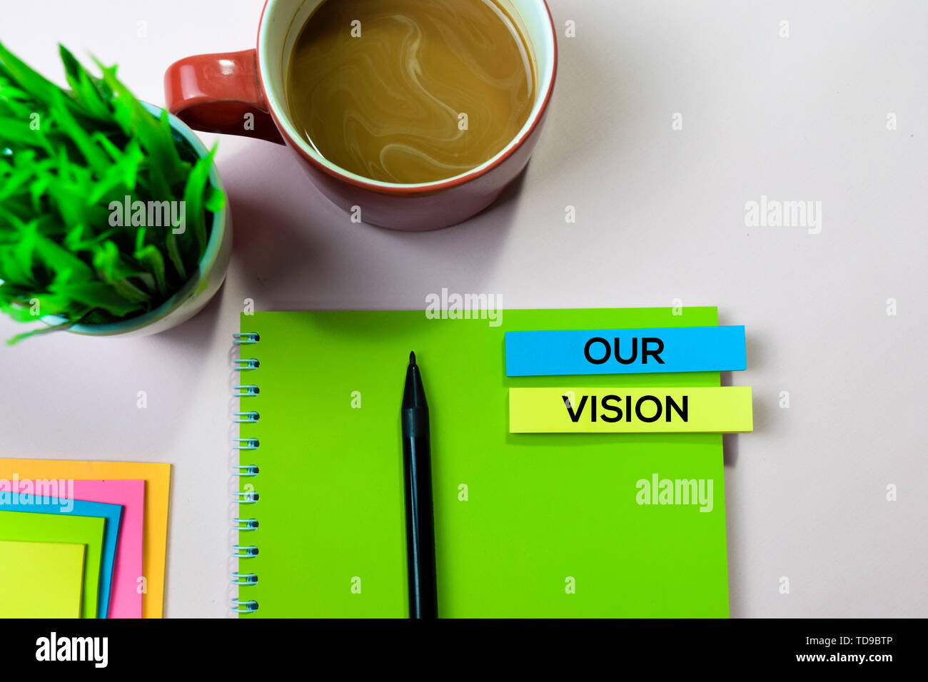 Our Vision text on sticky notes with office desk concept Stock Photo ...