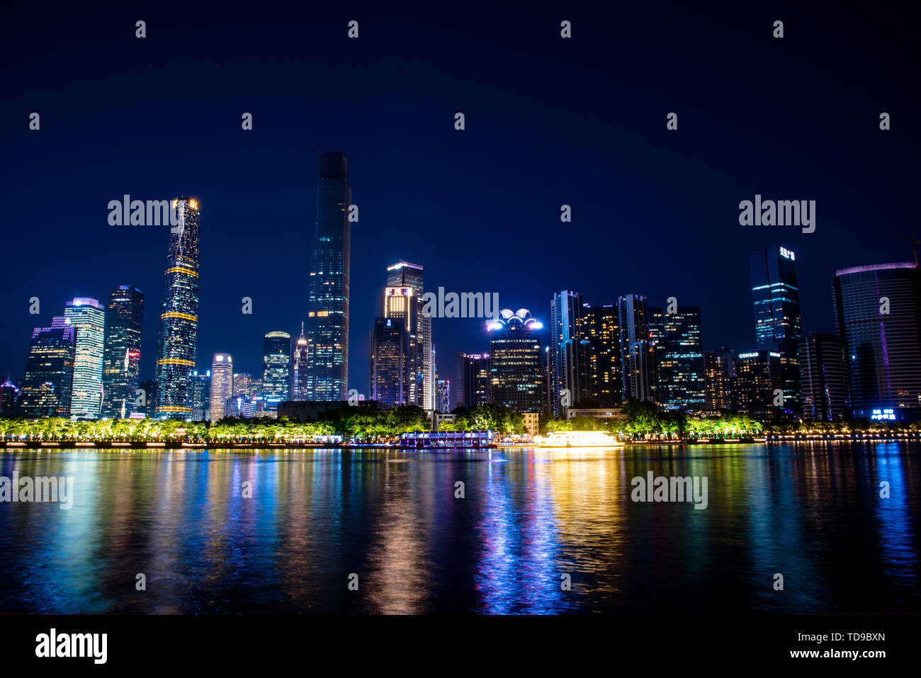 CBD Night View of Pearl River New City, Guangzhou City, Guangdong ...