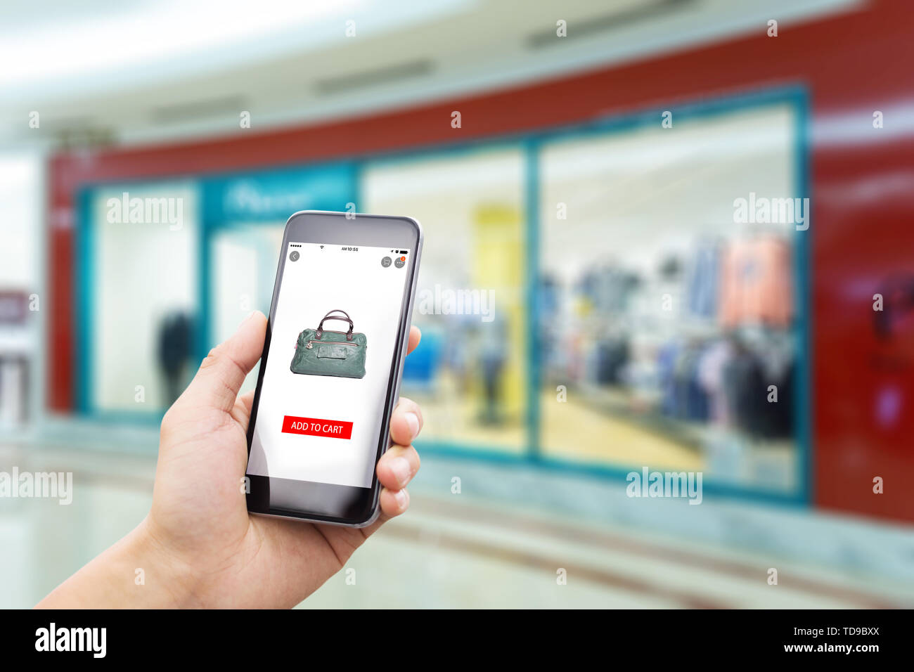 mobile phone with display window of fashion Stock Photo - Alamy