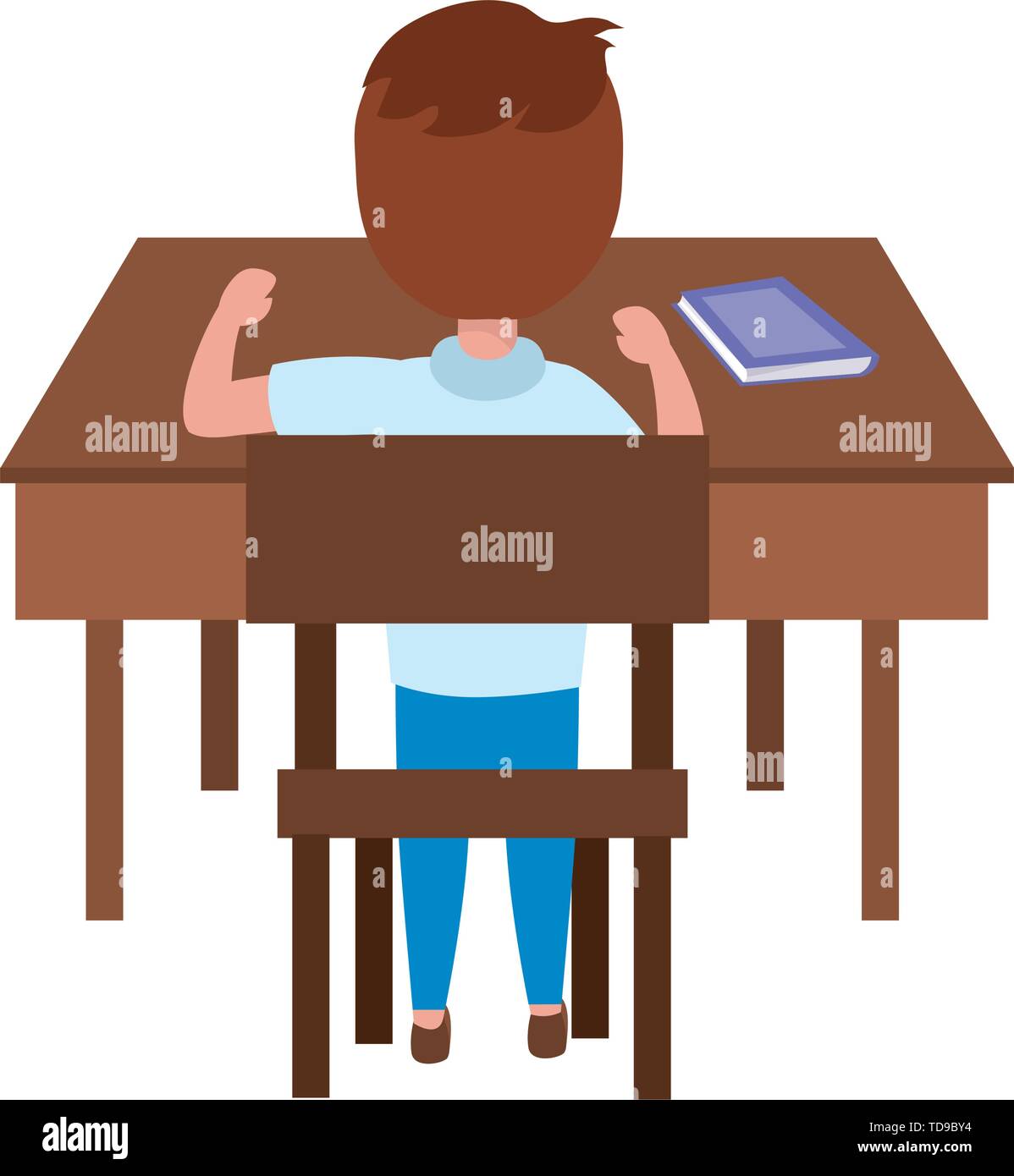 Boy kid in desk design, School education learning knowledge study and ...