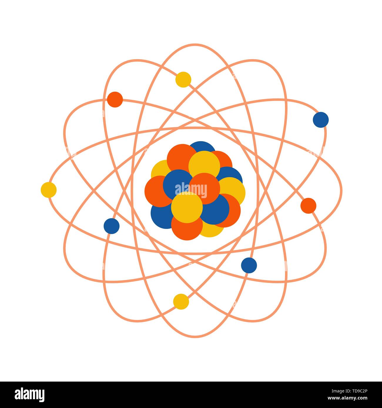 Vector illustration with atomic structure. Print with symbol of nuclear ...