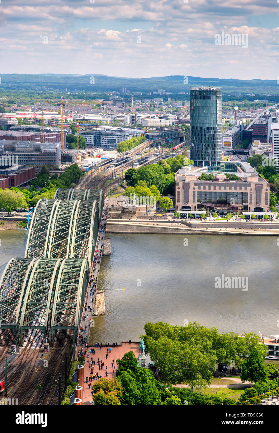 COLOGNE, GERMANY - MAY 12: Hohenzollern bridge in Cologne, Germany on ...