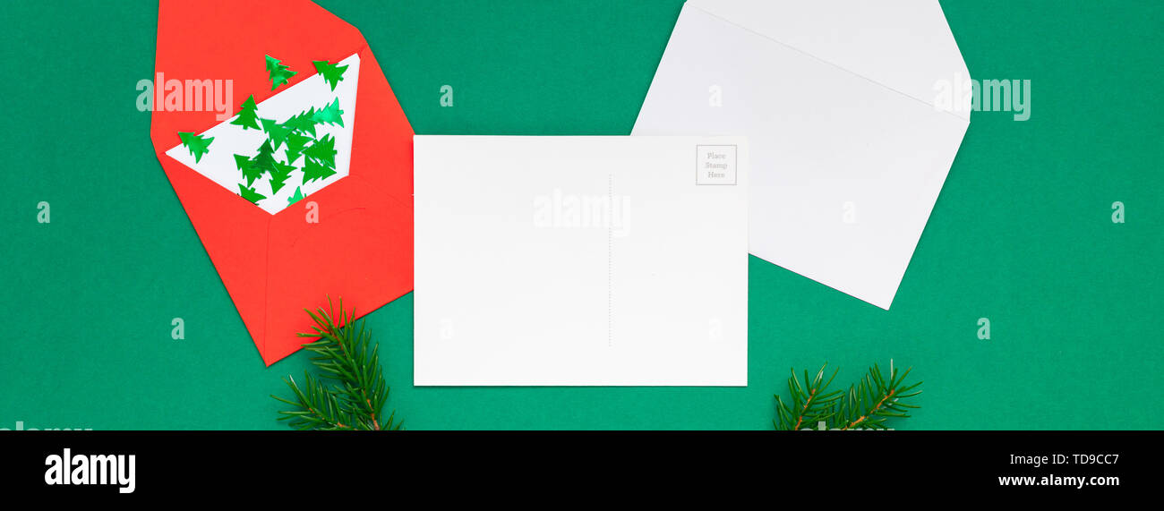 Creative New Year or Christmas greetings letter mockup flat lay top ...
