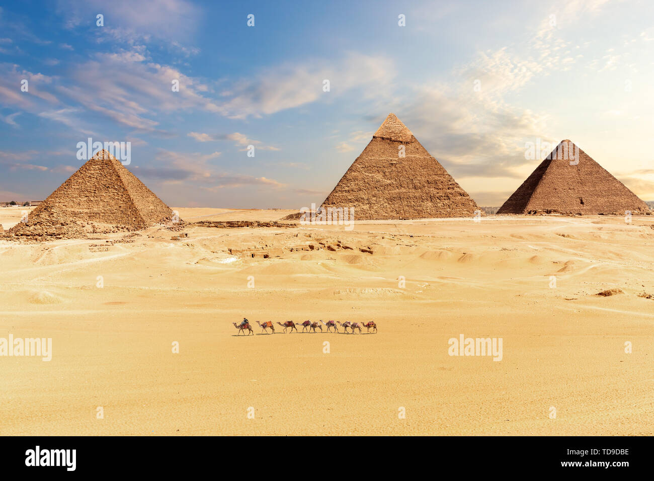 View of the Pyramids in Giza desert, Cairo, Egypt Stock Photo - Alamy