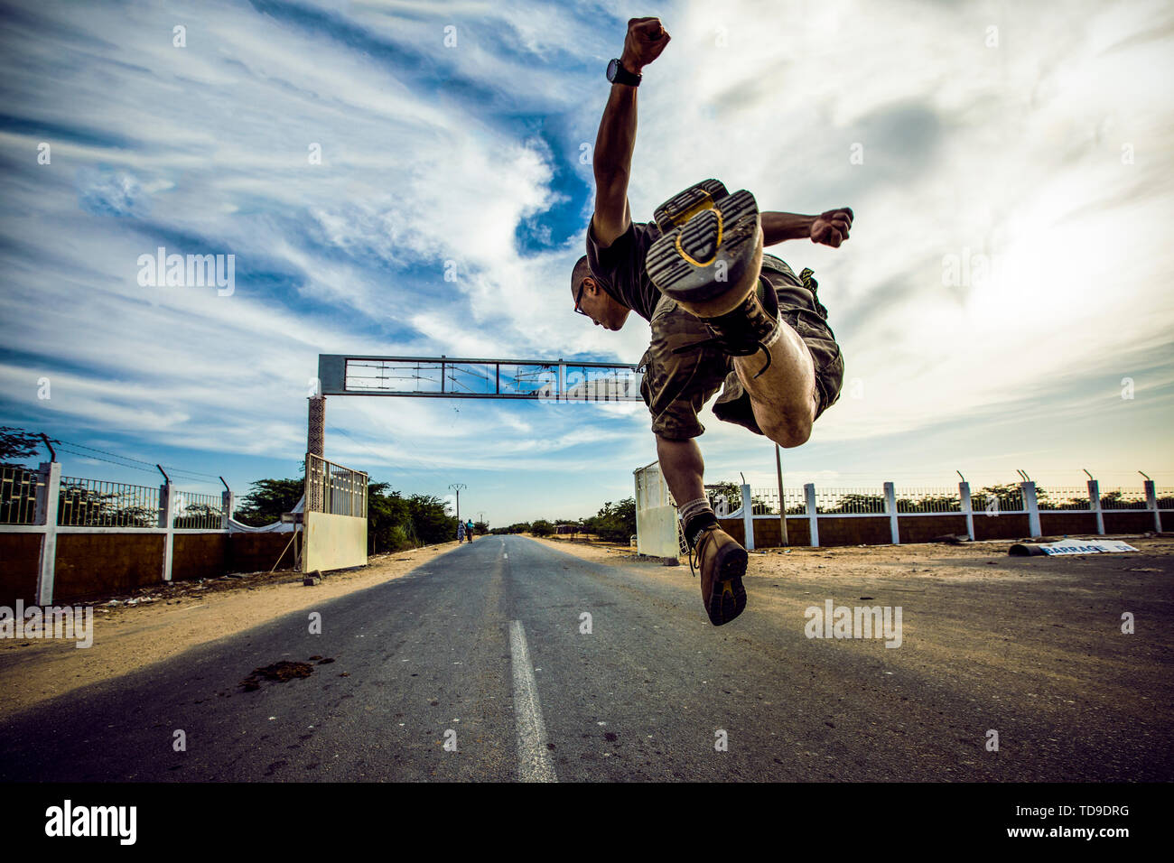 Africa, Senegal, border, border checkpoint, Dakar, surface, road sign ...