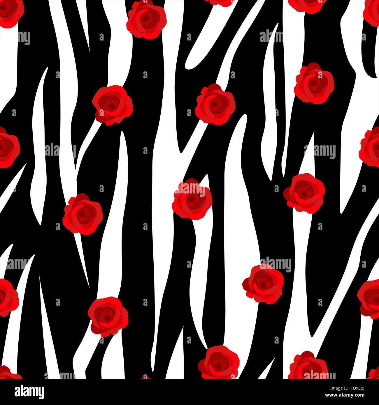 Vector vintage red roses and leaves on black striped background ...