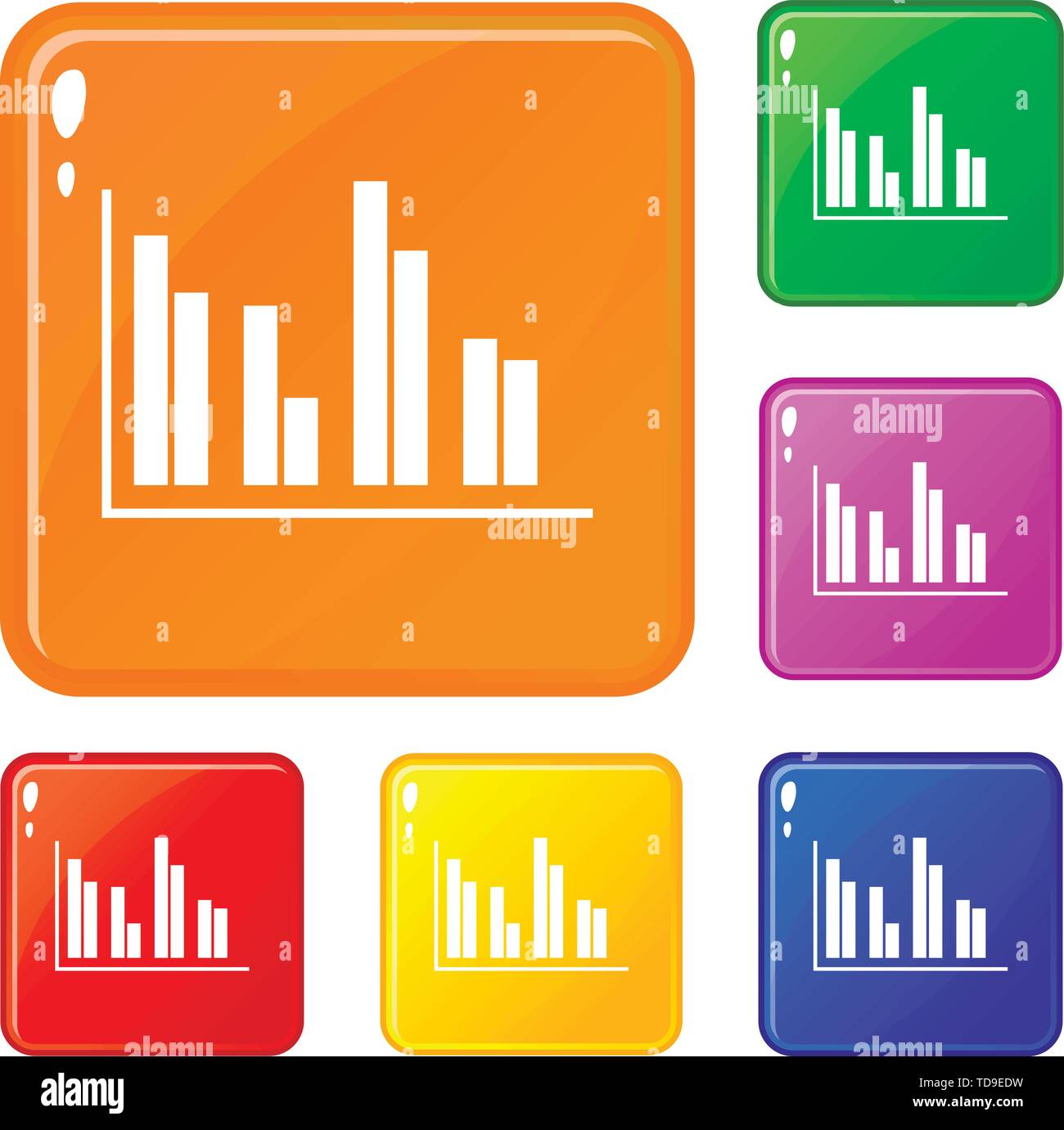 Financial analysis chart icons set vector color Stock Vector Image ...