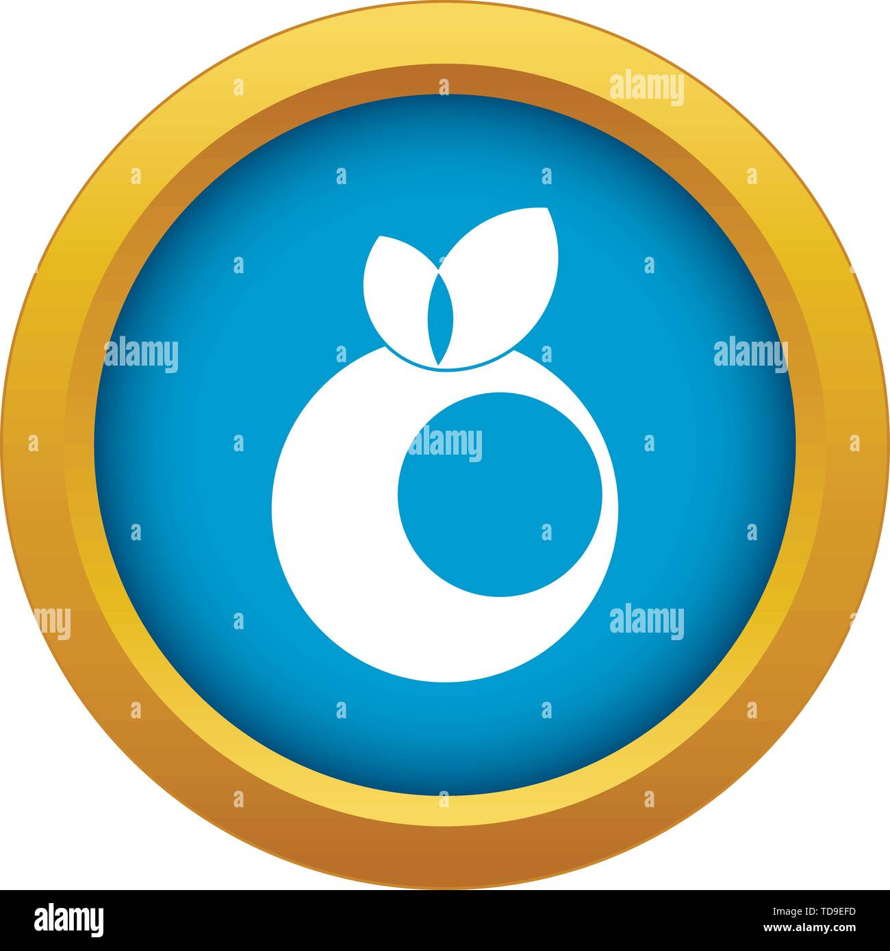 Round apple with leaves icon blue vector isolated Stock Vector Image ...