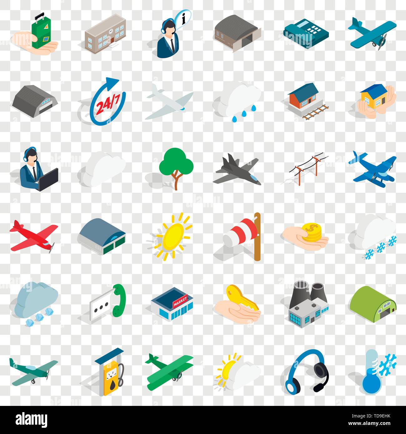 Aviation icons set, isometric style Stock Vector Image & Art - Alamy