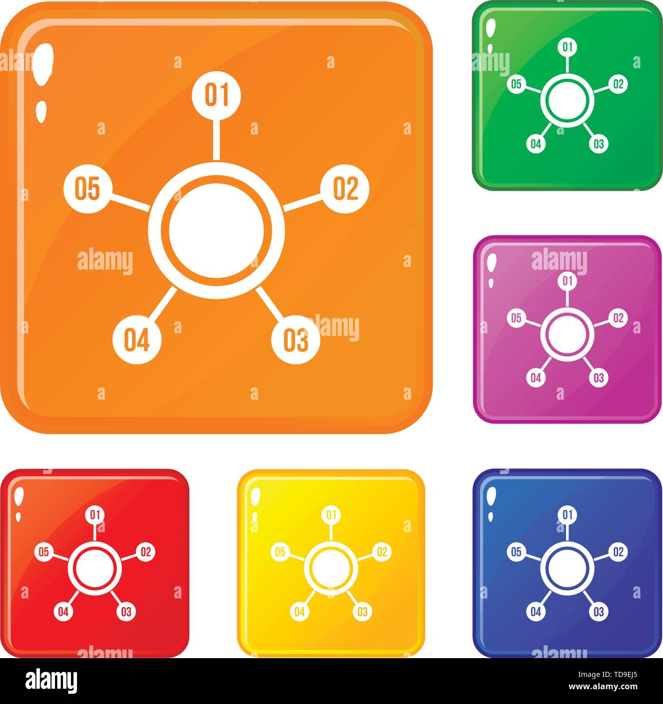 Circle chart with numbers icons set vector color Stock Vector Image ...