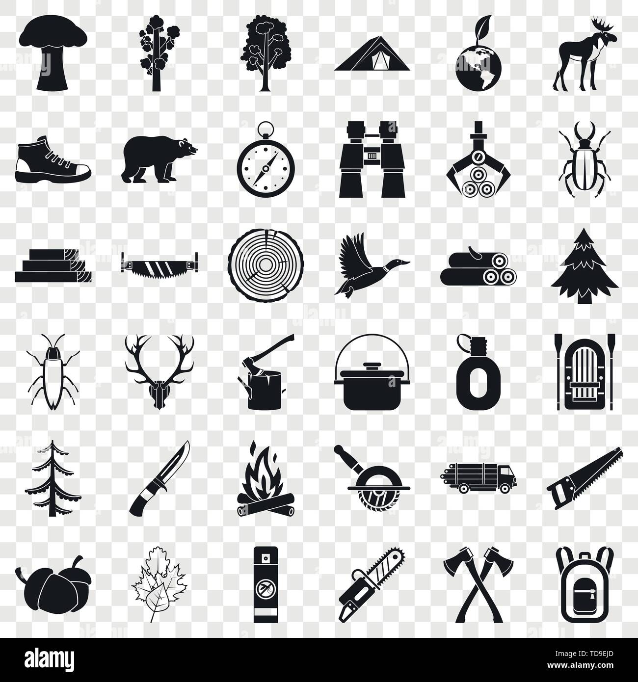 Forest icons set, simple style Stock Vector Image & Art - Alamy