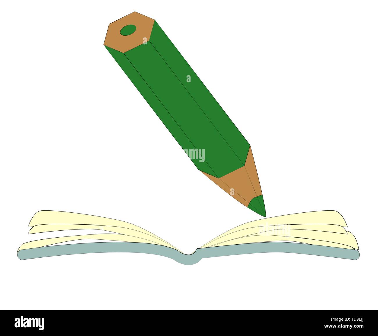 An illustration of a cartoon pencil writing in a book Stock Vector ...