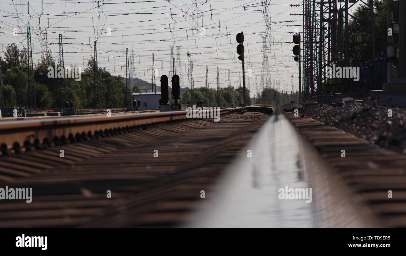 A railway station, an extension of the railway, full of staggered wires ...
