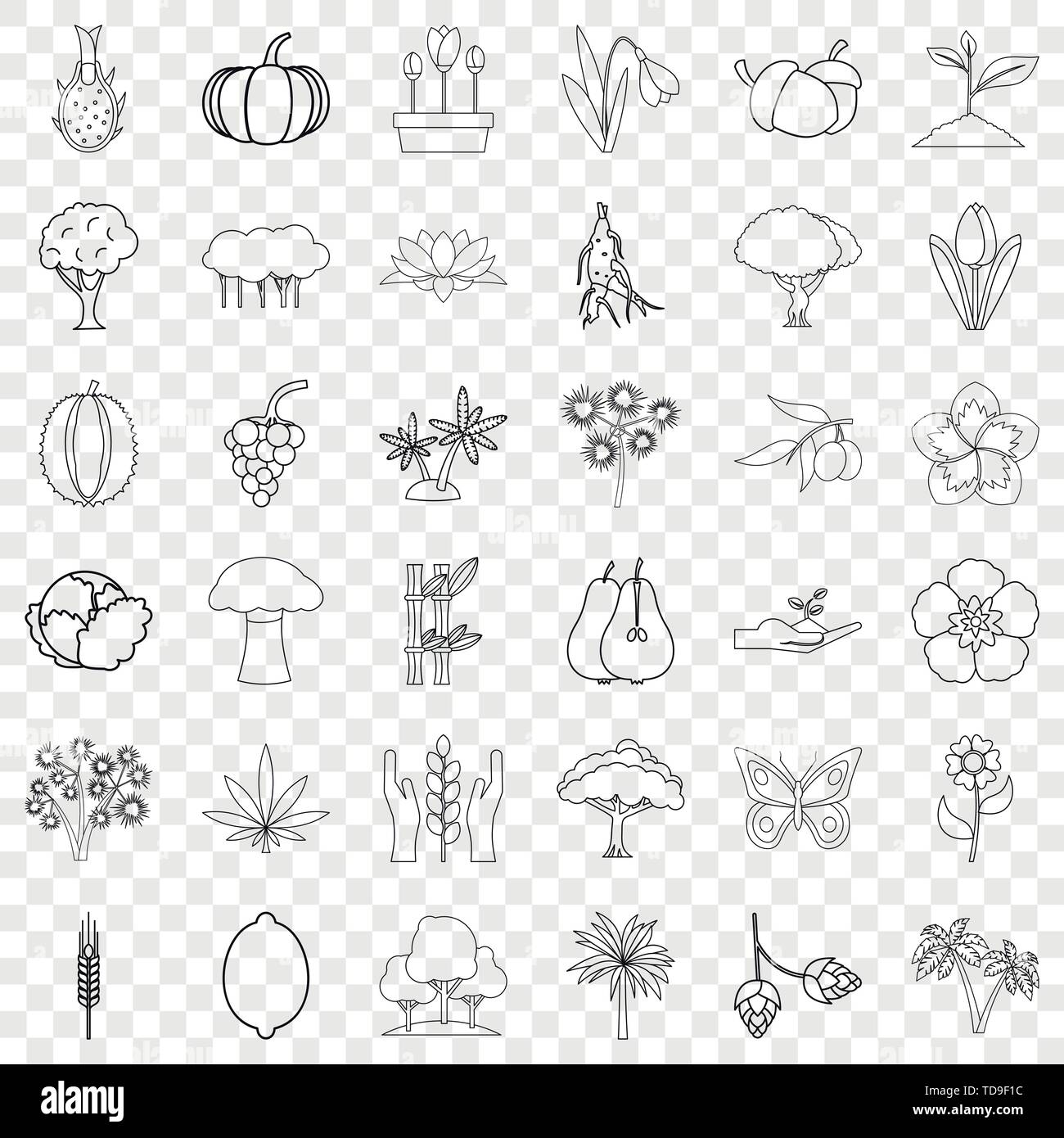 Flora icons set, outline style Stock Vector Image & Art - Alamy