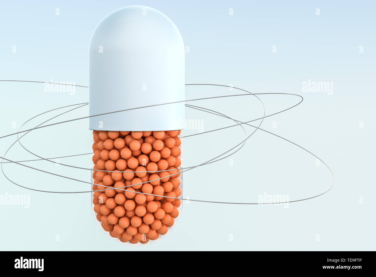 Orange granular capsule, 3-D rendering Stock Photo - Alamy