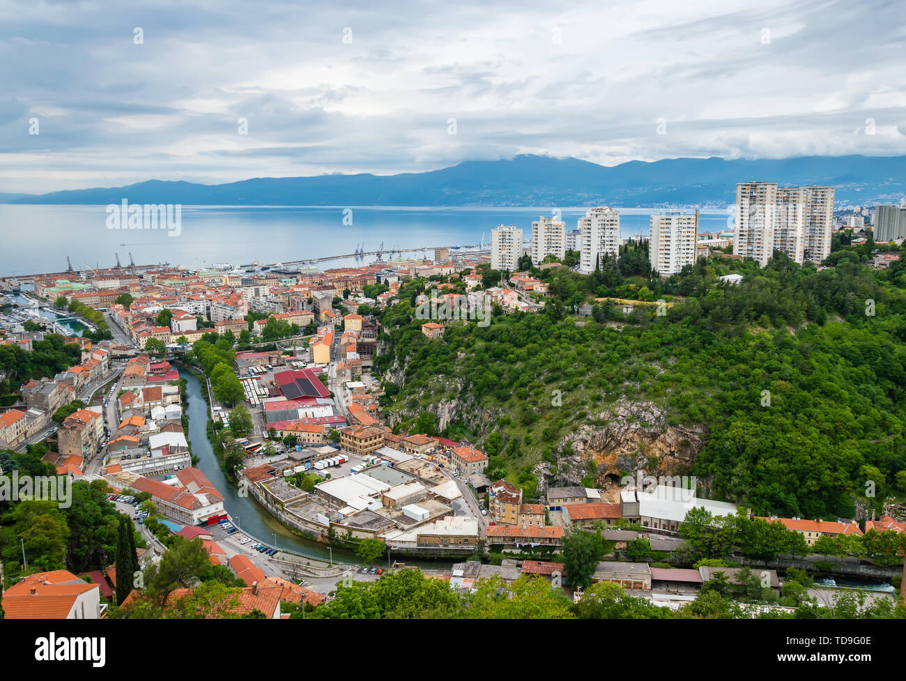 Rijeka, Croatia: panoramic view from Trsat castle over the town and ...