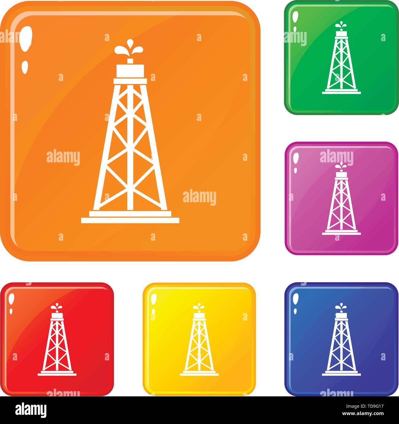 Oil rig icons set vector color Stock Vector Image & Art - Alamy