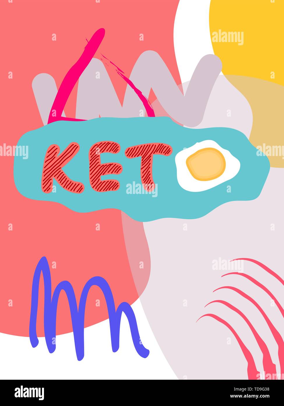 Keto fat collage lettering. Ketogenic eating slogan, phrase on memphis ...