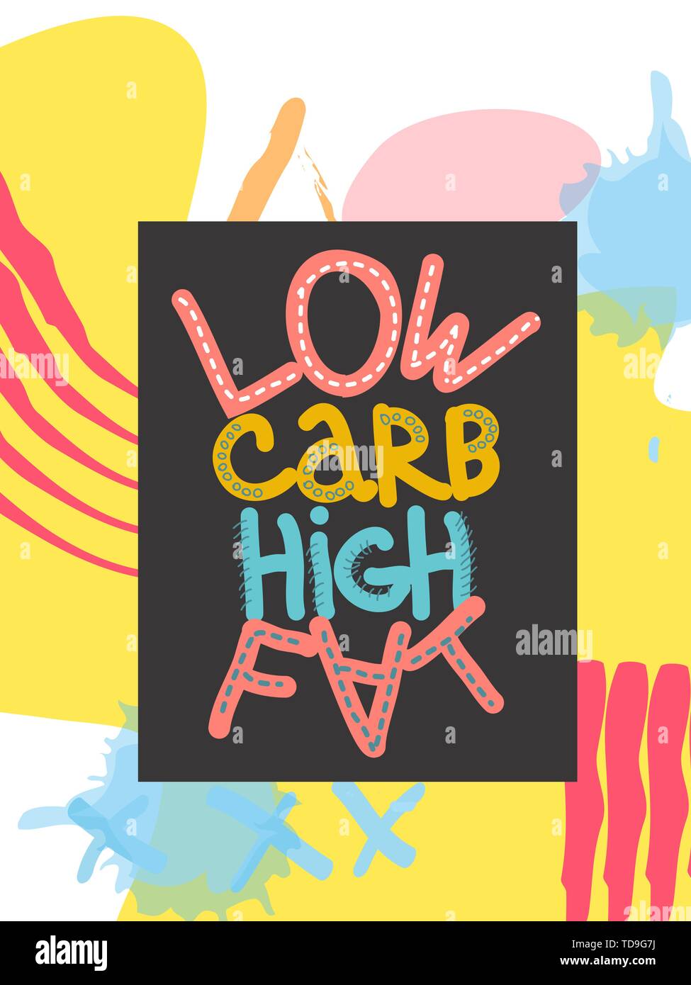 Low carb high fat collage lettering. Ketogenic eating slogan, phrase on ...