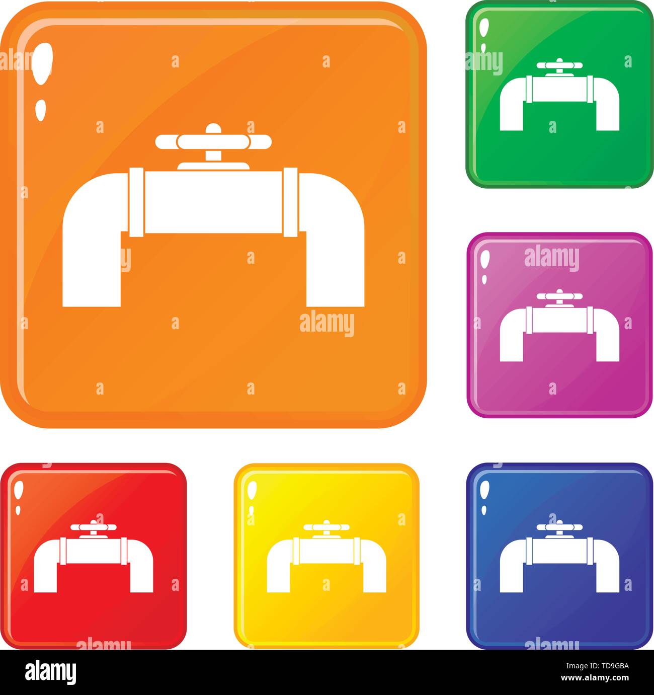 Industrial pipe valve icons set vector color Stock Vector Image & Art ...