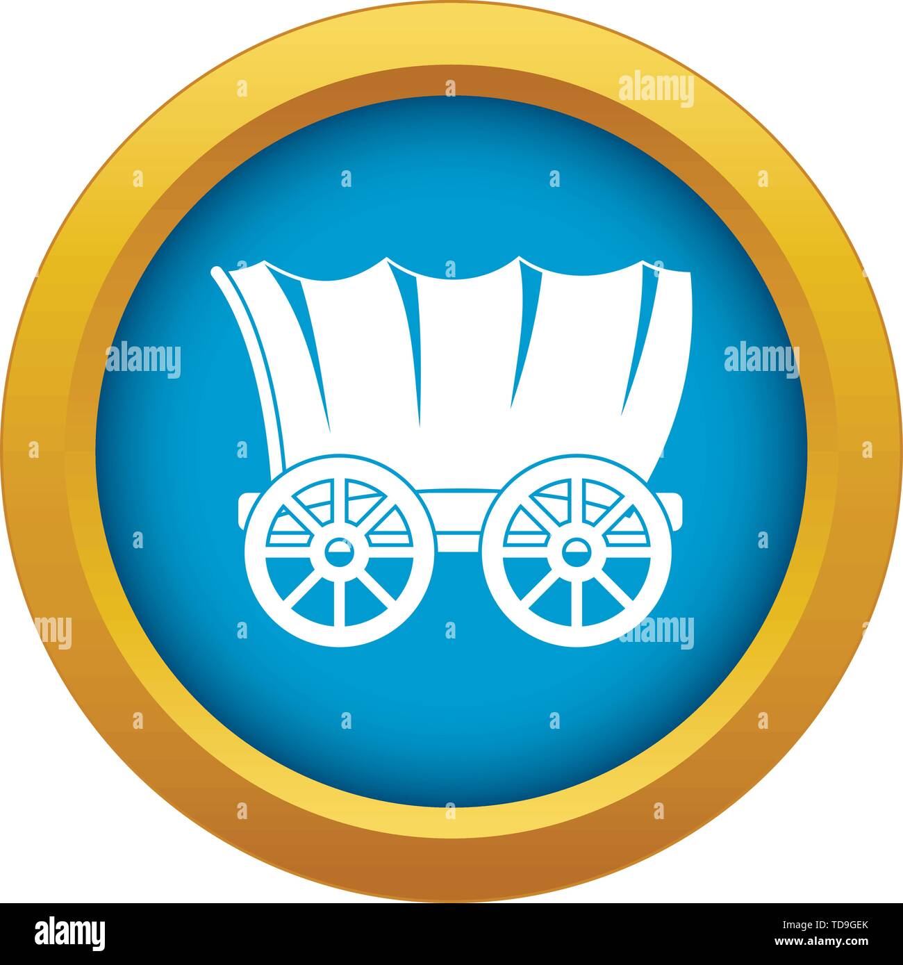 Ancient western covered wagon icon blue vector isolated Stock Vector ...