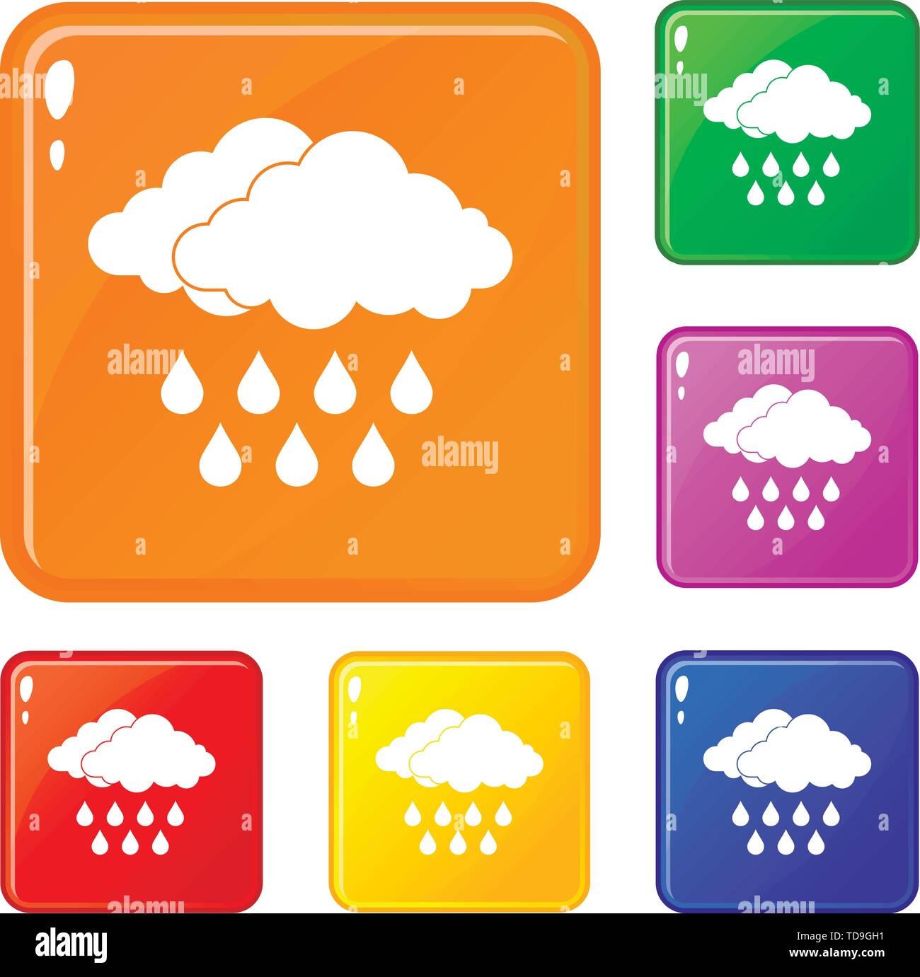 Cloud icons set vector color Stock Vector Image & Art - Alamy