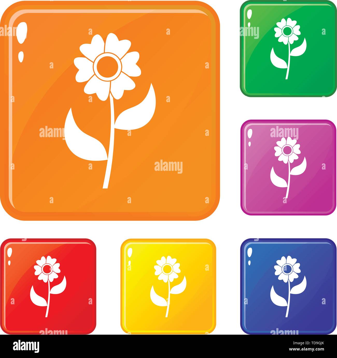 Flower icons set vector color Stock Vector Image & Art - Alamy
