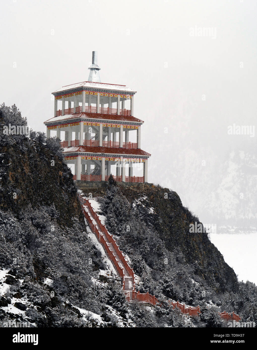 Snow view of Lianwu Lake Stock Photo - Alamy