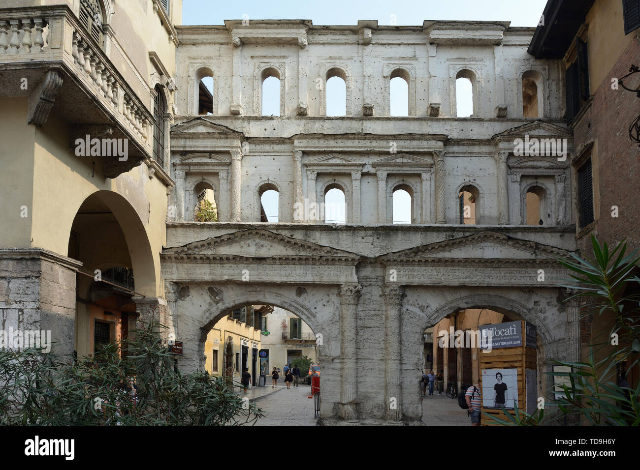Ancient Roman gate Porta Borsari from the 1st century of Verona - Italy ...